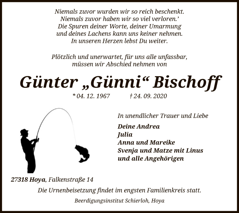 Traueranzeigen von Günter Bischoff | trauer.kreiszeitung.de
