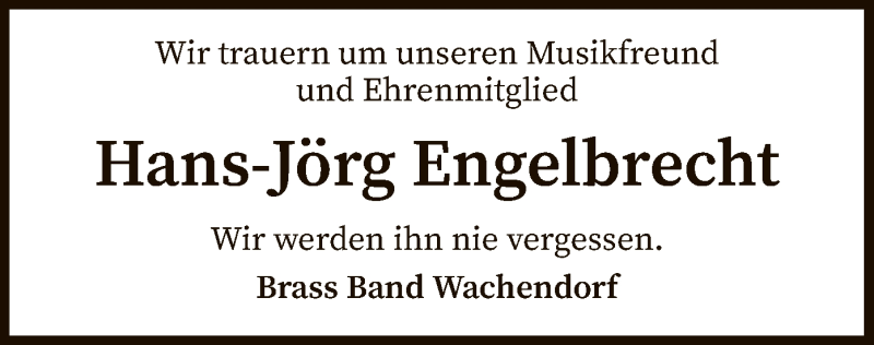 Traueranzeigen von Hans-Jörg Engelbrecht | trauer.kreiszeitung.de