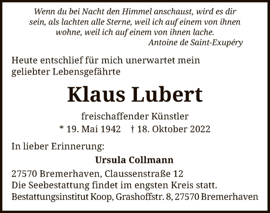 Traueranzeigen von Klaus Lubert | trauer.kreiszeitung.de