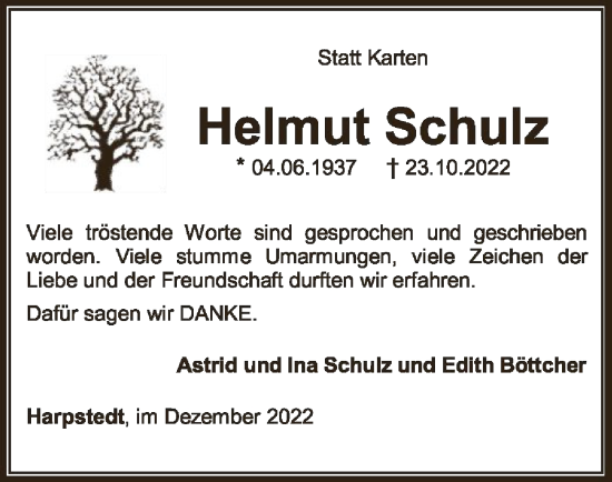 Traueranzeigen von Helmut Schulz | trauer.kreiszeitung.de