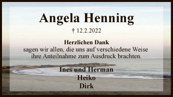 Traueranzeigen von Angela Henning | trauer.kreiszeitung.de