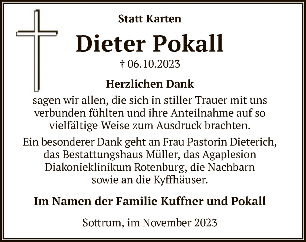 Traueranzeigen von Dieter Pokall | trauer.kreiszeitung.de