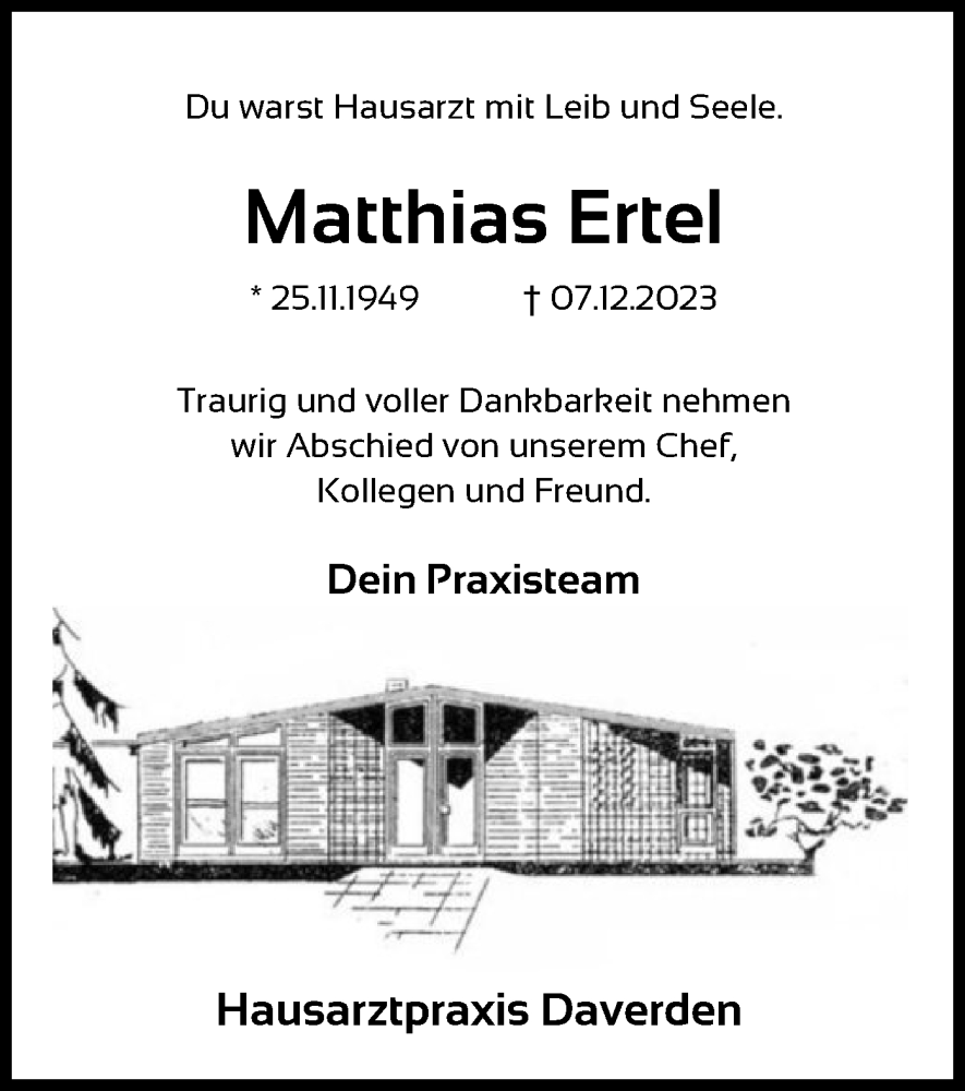 Traueranzeigen von Matthias Ertel | trauer.kreiszeitung.de