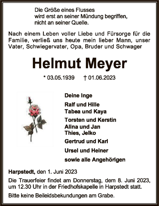 Traueranzeigen von Helmut Meyer | trauer.kreiszeitung.de