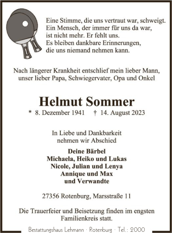 Traueranzeigen von Helmut Sommer | trauer.kreiszeitung.de