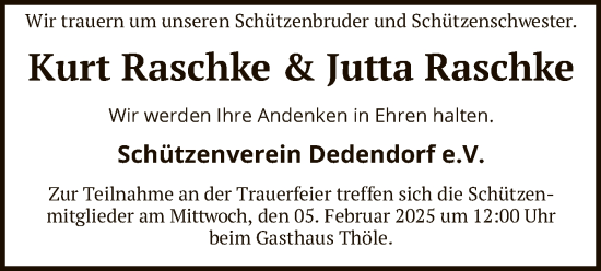 Traueranzeigen von Kurt und Jutta Raschke | trauer.kreiszeitung.de